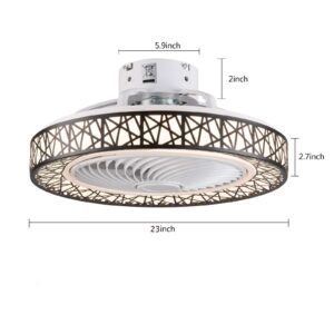 OUKANING Ceiling Fan with Lights 22-23 inch Invisible Acrylic Blade Metal Shell Ceiling Light Fan, LED Remote Control 3-Color Dimmable Lighting Fan (22" Water Drop Pattern)