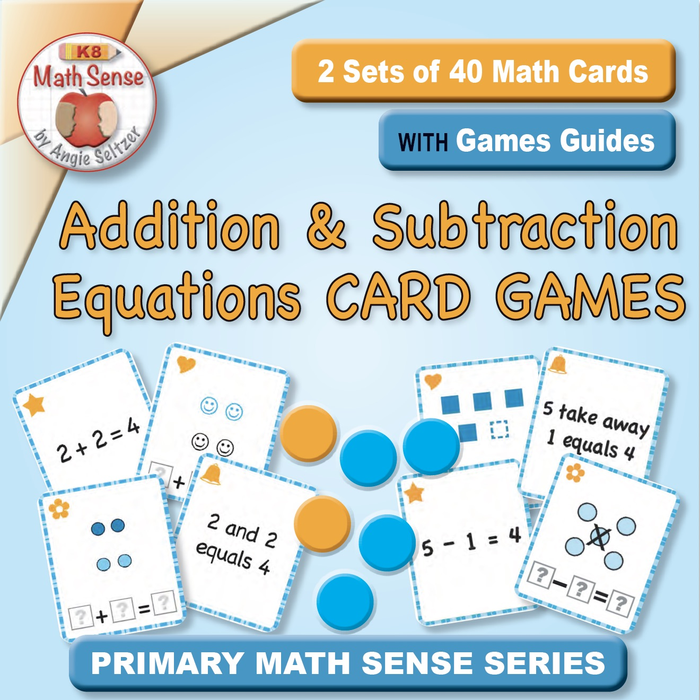 Addition and Subtraction Equations Card Games: 2 Sets of 40 Math Cards with Games Guide KA13