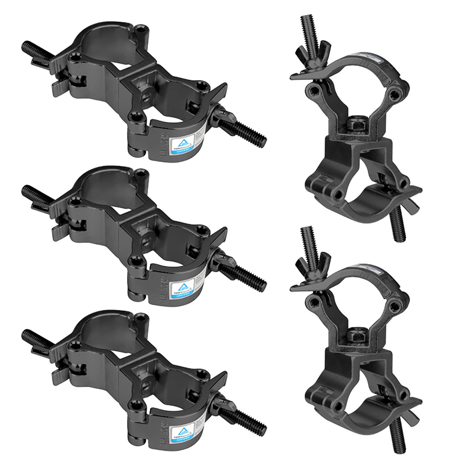 5 Pack Dual Swivel Clamp Turn As Needed Two 360 Degree Clamps Fits Pipe 1¼-1⅜"(32-35mm) Truss F24 Aluminum Alloy, Max.Load 110lb, TUV Certificated, Black