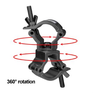 5 Pack Dual Swivel Clamp Turn As Needed Two 360 Degree Clamps Fits Pipe 1¼-1⅜"(32-35mm) Truss F24 Aluminum Alloy, Max.Load 110lb, TUV Certificated, Black