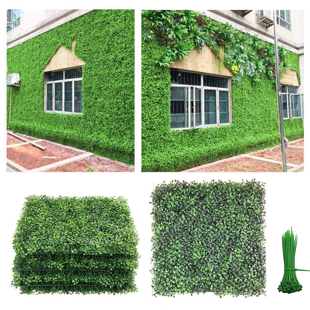 ZXMOTO 20’’ x 20’’ Artificial Boxwood Hedge Panels 12PCS Artificial Boxwood Panels Topiary Hedge Plant Faux Grass Wall Decoration Faux Greenery Wall Panel for Indoor Outdoor Garden Backyard Home Decor