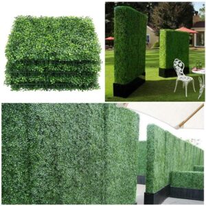 ZXMOTO 20’’ x 20’’ Artificial Boxwood Hedge Panels 12PCS Artificial Boxwood Panels Topiary Hedge Plant Faux Grass Wall Decoration Faux Greenery Wall Panel for Indoor Outdoor Garden Backyard Home Decor