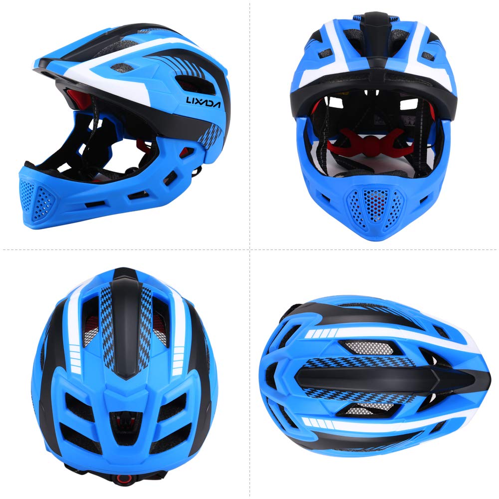 Lixada Kids Bike Helmet Adjustable Detachable Full Face Cycling Helmet Breathable Ultralight Cycling Sports Helmet for Bicycle Skateboard Scooter Roller Skating Protective Gear (20.5-22 Inches)