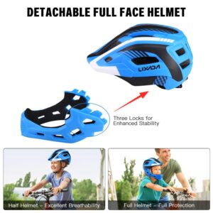 Lixada Kids Bike Helmet Adjustable Detachable Full Face Cycling Helmet Breathable Ultralight Cycling Sports Helmet for Bicycle Skateboard Scooter Roller Skating Protective Gear (20.5-22 Inches)