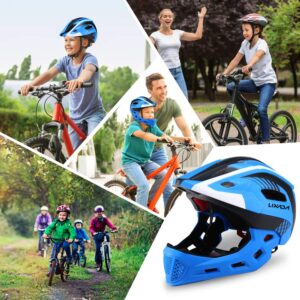 Lixada Kids Bike Helmet Adjustable Detachable Full Face Cycling Helmet Breathable Ultralight Cycling Sports Helmet for Bicycle Skateboard Scooter Roller Skating Protective Gear (20.5-22 Inches)