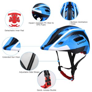 Lixada Kids Bike Helmet Adjustable Detachable Full Face Cycling Helmet Breathable Ultralight Cycling Sports Helmet for Bicycle Skateboard Scooter Roller Skating Protective Gear (20.5-22 Inches)