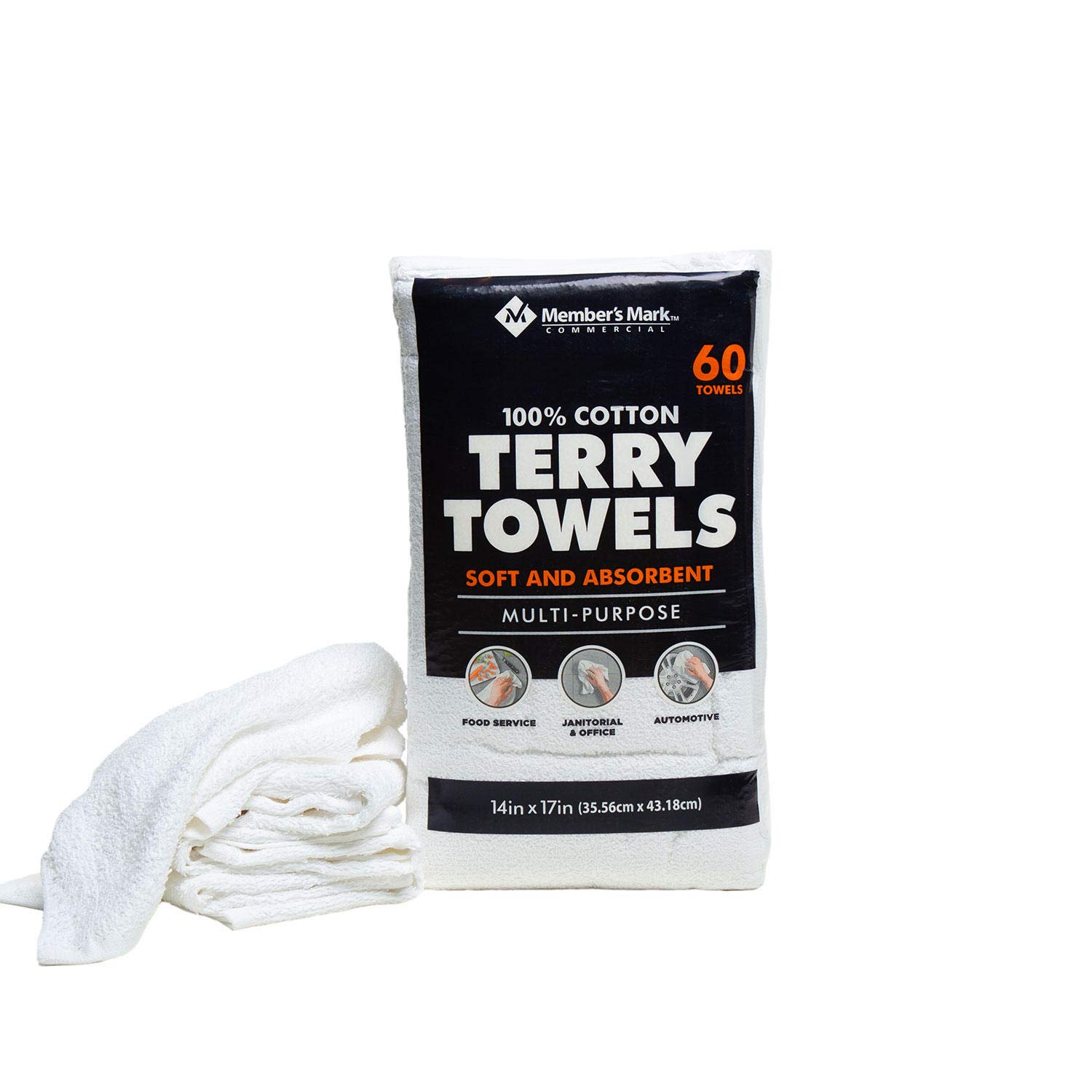 Member's Mark Terry Towel Soft for Multi Purpose (14 In X 17 in )Pack Of 60, 60Count