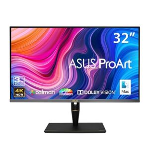 asus proart display pa32ucx-pk 32” 4k hdr pc monitor, 99% dci-p3 99.5% adobe rgb, deltae<1, 10-bit, ips, thunderbolt 3 usb-c hdmi, 1200nits, w/x-rite calibrator, compatible with laptop & mac monitor