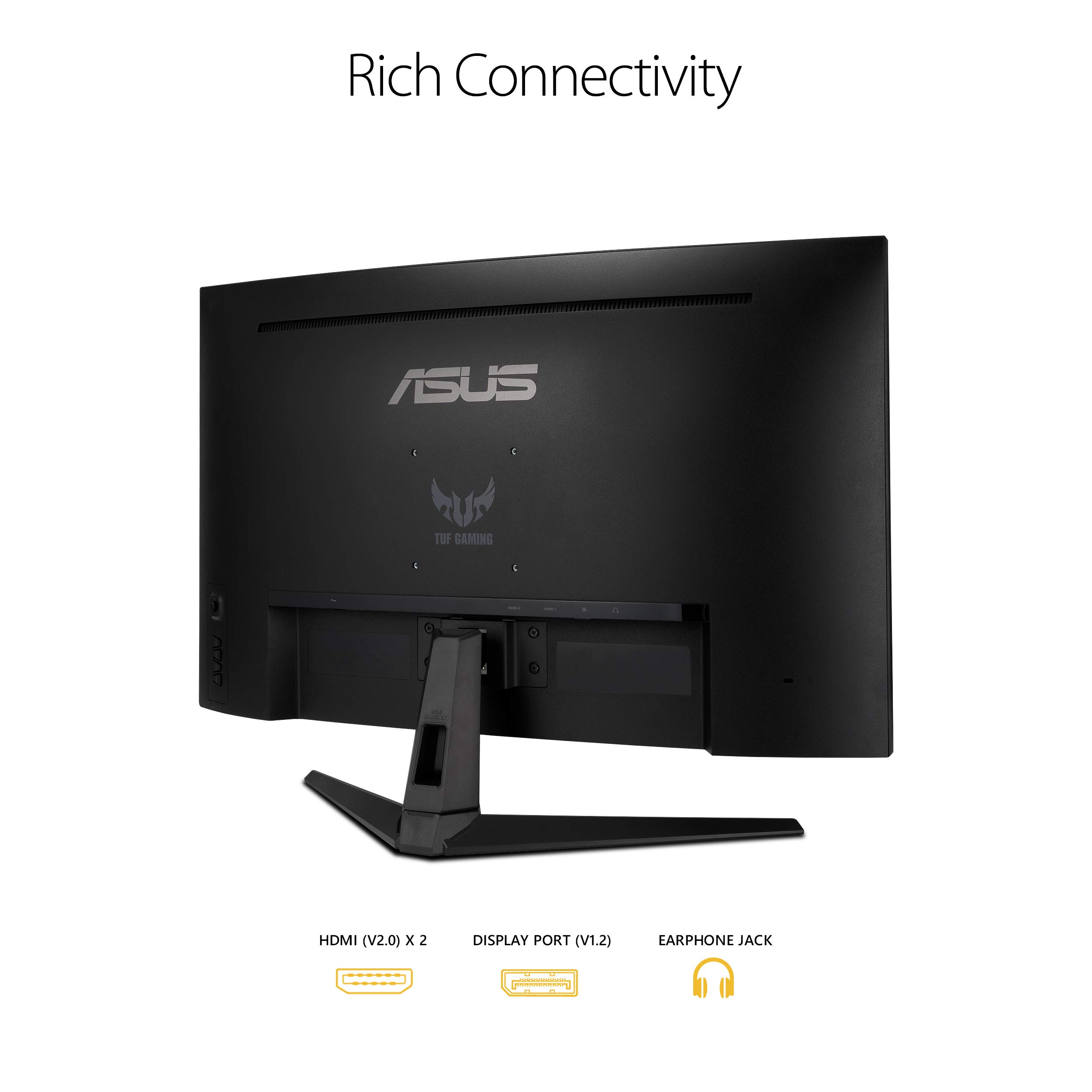 ASUS TUF Gaming 32" 1440P HDR Curved Monitor (VG32VQ1B) - QHD (2560 x 1440), 165Hz (Supports 144Hz), 1ms, Extreme Low Motion Blur, Speaker, FreeSync Premium, VESA Mountable, DisplayPort, HDMI,BLACK