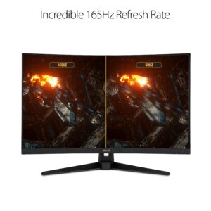 ASUS TUF Gaming 32" 1440P HDR Curved Monitor (VG32VQ1B) - QHD (2560 x 1440), 165Hz (Supports 144Hz), 1ms, Extreme Low Motion Blur, Speaker, FreeSync Premium, VESA Mountable, DisplayPort, HDMI,BLACK