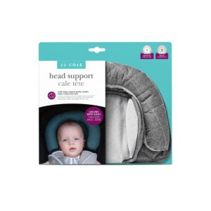 JJ Cole - Head Support, Newborn Head and Neck Support for Car Seat and Stroller, Designed to Adjust with Age, Grey Herringbone, Birth and Up, Heather Grey