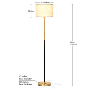 Brightech Emery LED Floor Lamp, Mid-Century Standing Lamp for Bedroom Reading, Modern Lamp for Living Rooms & Offices, Great Living Room Décor, Tall Lamp with Drum Shade & Brass Finish