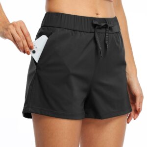 willit women's shorts hiking athletic shorts yoga lounge active workout running shorts comfy casual with pockets black m