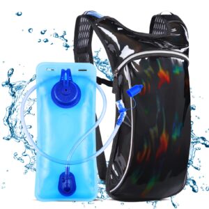 hydration pack,hydration backpack with 2l hydration bladder lightweight insulation water pack for festivals, raves, hiking, biking, climbing, running and more (black)