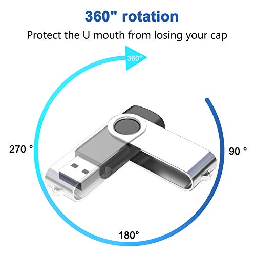 2GB Flash Drive 10 Pack, SRVR USB 2.0 Flash Drive, 2 Gig Thumb Drive with Lanyards Metal Swivel 2GB USB Memory Stick Pen Drive with LED Indicator(10 Black)