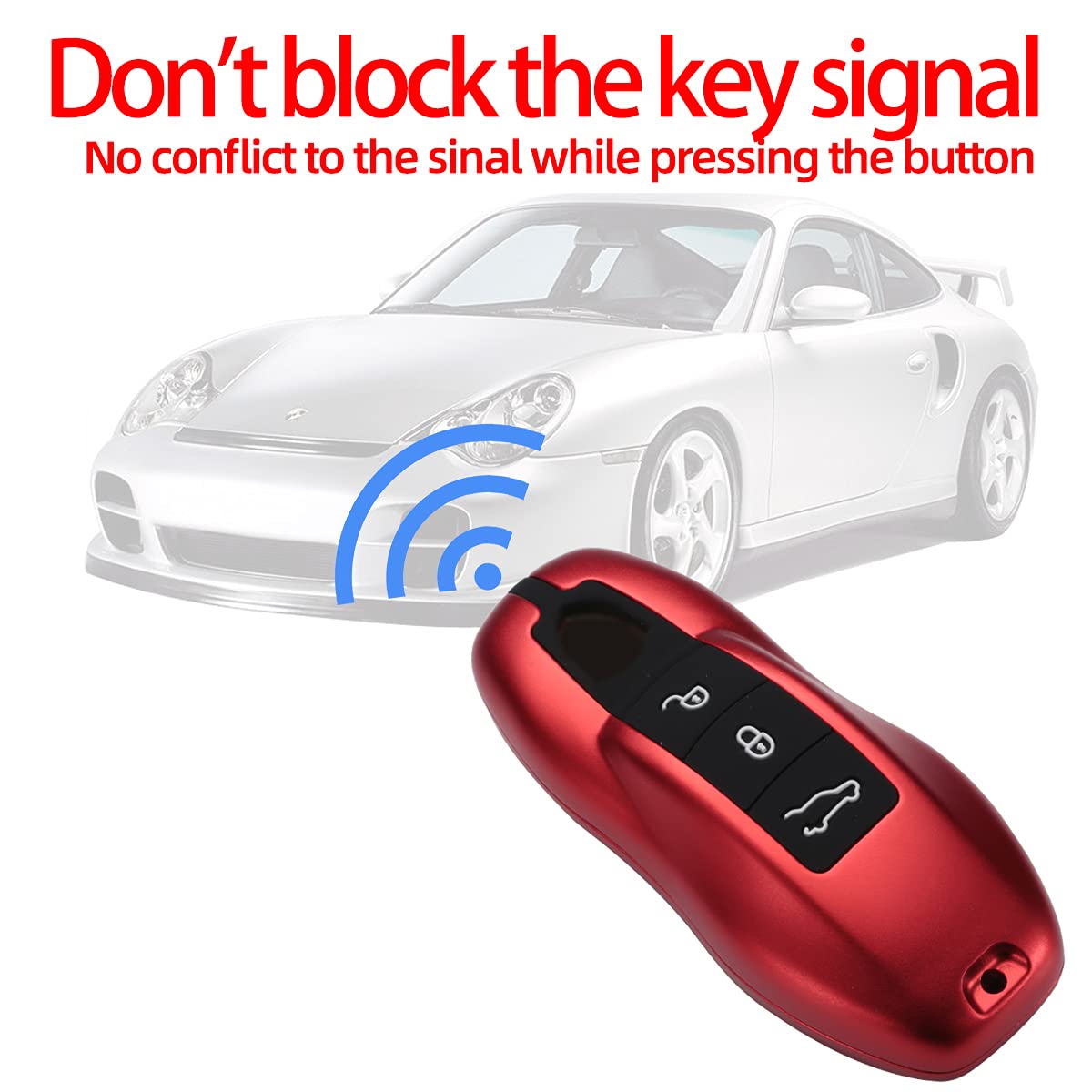 xjyongwx Key Fob Cover Case Shell Holder Compatible with Cayenne Boxster Panamera Macan 718/911/918 Aluminum Alloy Silicone( Red)