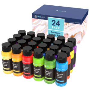 acrylic paint set non toxic 24 vibrant colors acrylic paint no fading rich pigment for kids adults artists canvas crafts wood painting