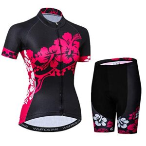 women's cycling clothing short sleeve bike jersey sets bib shorts reflective 3 pocket