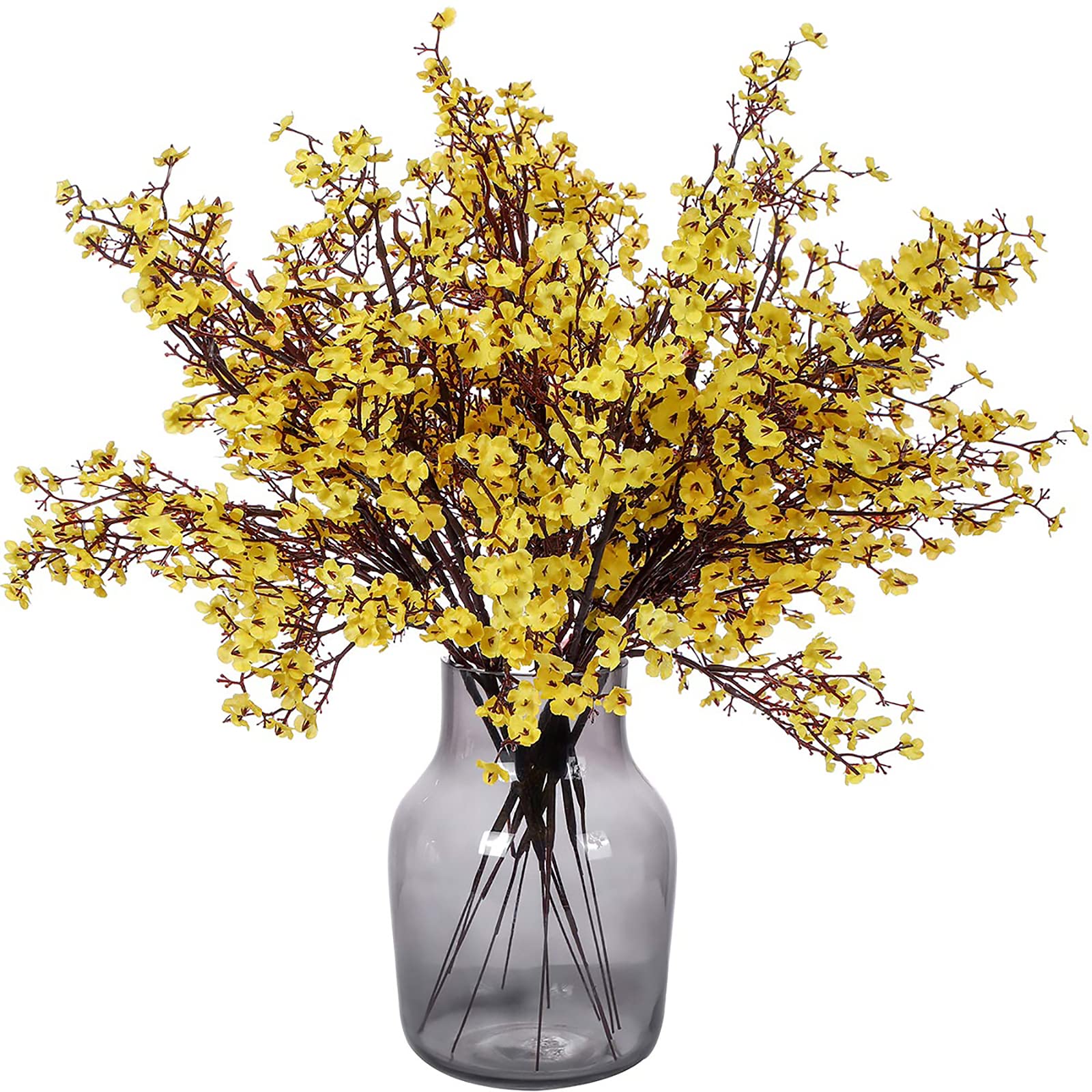 Momkids 6 Pcs Babys Breath Artificial Flowers Gypsophila Bouquet Bulk Fake Plastic Silk Flower Real Touch Faux Floral for Home Bedroom Kitchen Garden Wedding Christmas Party DIY Decor (Yellow)