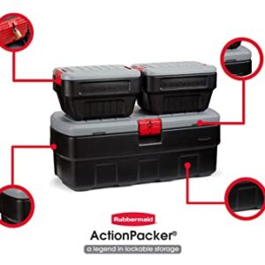 Rubbermaid ActionPacker️ 48 Gal with 8 Gal Containers Nested, Lockable Storage Bins, Industrial, Rugged Storage Container Bundle with Lids