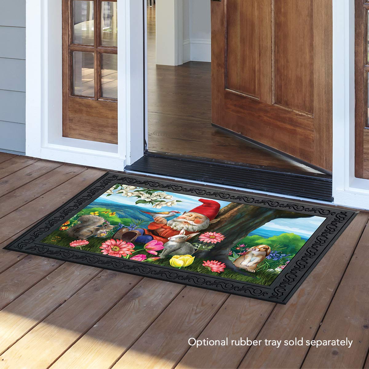 Briarwood Lane Garden Gnome Spring Doormat Birds Floral Indoor Outdoor 30" x 18"