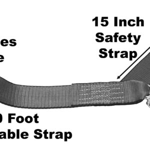 CustomTieDowns 2 Inch x 20 Foot Replacement Winch Strap, Tow Strap, 2 Forged Hooks, 1 Inch Long Loop Opening On The Opposite End. Breaking Strength: 10000 lb (Gray)