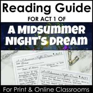 reading guide for a midsummer night's dream act 1 with comprehension and analysis questions by scene - google drive version for print and online classrooms