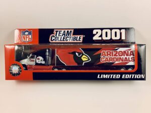 2001 fleer collectibles nfl arizona team collectible 1:80 scale die cast replica kenworth tractor trailer - cardinals