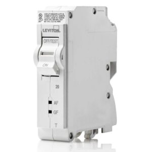 leviton lb120-dft 20a 1-pole plug-on afci/gfci branch circuit breaker, thermal magnetic, 120 vac, white