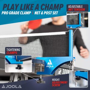 JOOLA Professional Grade WX Aluminum Indoor & Outdoor Table Tennis Net and Post Set - Quick Setup - 72in Regulation Ping Pong Net - Reinforced Cotton Blend Net w/ Adjustable Tensioning System