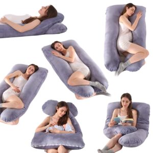 LEONEBEBE U-Shaped Pregnancy Pillow 49" Full Body Maternity Pillow for Pregnancy Women Sleeping Body Support with Washable Velvet Outer Cover