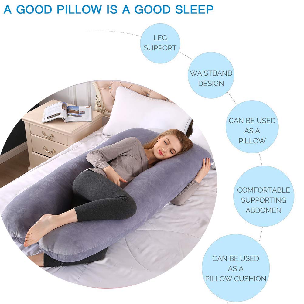 LEONEBEBE U-Shaped Pregnancy Pillow 49" Full Body Maternity Pillow for Pregnancy Women Sleeping Body Support with Washable Velvet Outer Cover