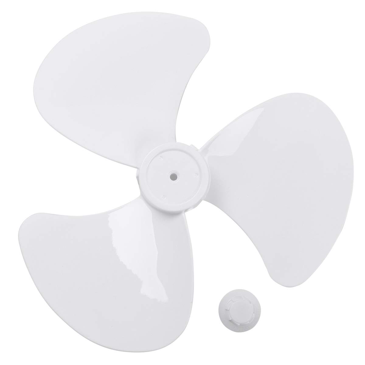 dPois Plastic Fan Blade Leaves Universal Household Standing Pedestal Fan Table Fanner Replacement Part with Nut Cover White 16 Inch