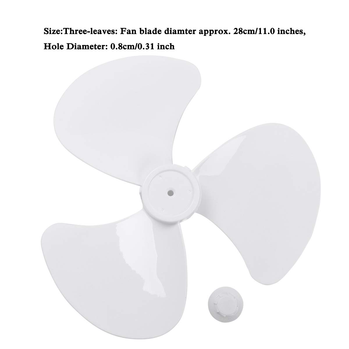 dPois Plastic Fan Blade Leaves Universal Household Standing Pedestal Fan Table Fanner Replacement Part with Nut Cover White 16 Inch