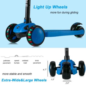 HISHINE Toddler 3 Wheel Scooter with Colorful Light Up Wheels,Adjustable Height,Learn to Steer,Kick Scooter Suit Kids Ages 3-5,Lightweight and Easy to Take