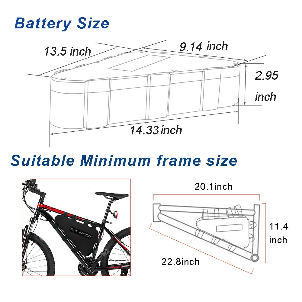 Co-well 52V 20Ah Ebike Battery Triangle, Lithium Li-ion Electric Bicycle Battery with BMS,USB Port,Switch and Charger for 1500W/1000W/750W/500W Bike Motor Mountain Conversion Kit