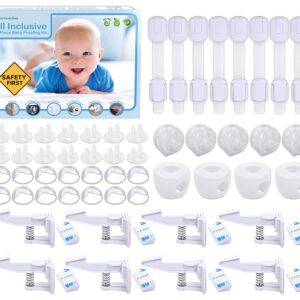 Stock Your Home Baby Proofing Kit (53 Pieces) - Ecofriendly & Non Toxic Baby Proof Set - 14 Corner Guards, 14 2-Prong Plug Covers, 8 Cabinet Locks, 8 Latches, 5 Stove Knob Covers, & 4 Door Knob Covers