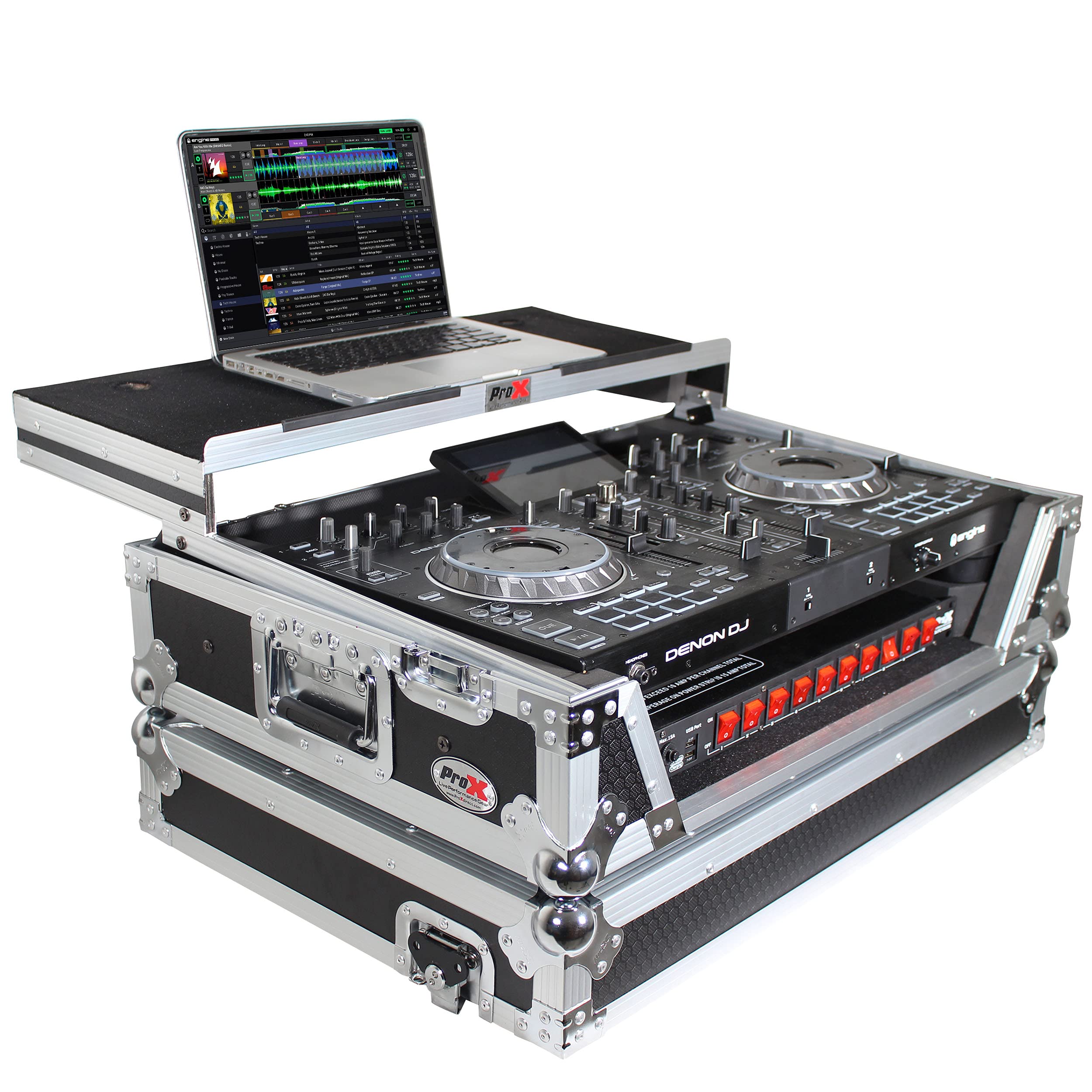 ProX XS-PRIME2 LT ATA Flight Case For Denon PRIME 2 DJ Controller with Laptop Shelf