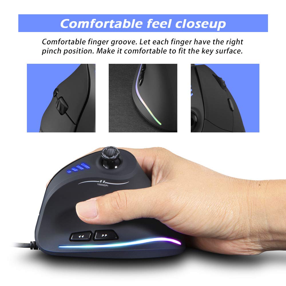 Vertical Gaming Mouse Vertical Ergonomic Mouse with Adjustable DPI for Gamer/PC/Laptop/Desktop (Wired)