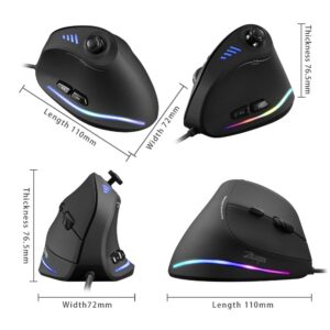 Vertical Gaming Mouse Vertical Ergonomic Mouse with Adjustable DPI for Gamer/PC/Laptop/Desktop (Wired)