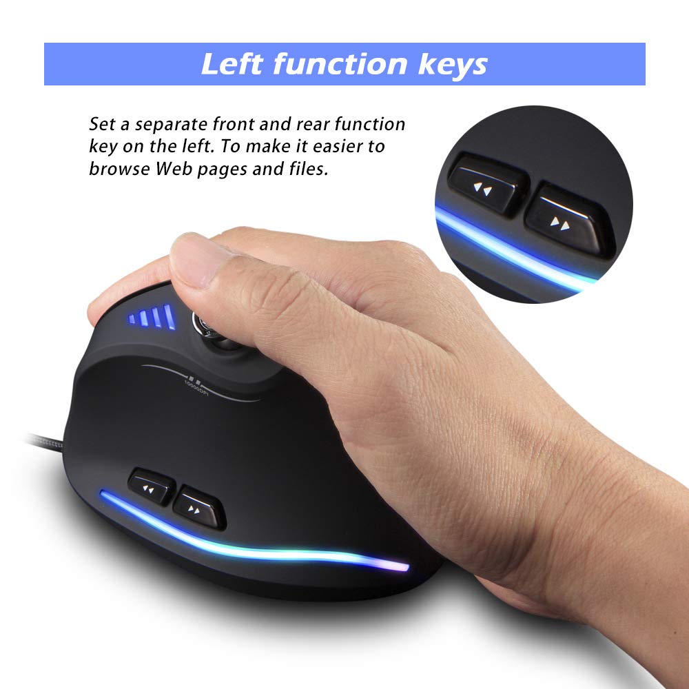 Vertical Gaming Mouse Vertical Ergonomic Mouse with Adjustable DPI for Gamer/PC/Laptop/Desktop (Wired)