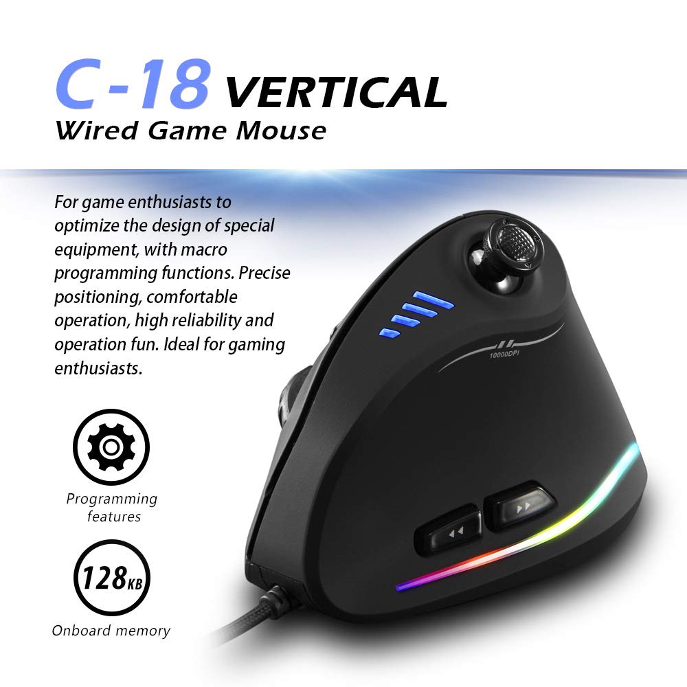 Vertical Gaming Mouse Vertical Ergonomic Mouse with Adjustable DPI for Gamer/PC/Laptop/Desktop (Wired)