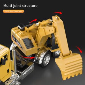 TEMI 3 Pack of Diecast Engineering Construction Vehicles, Dump Truck, Digger, Mixer Truck, 1/50 Scale Metal Collectible Model Cars, Pull Back Car Toys with Opening Doors for Boys and Girls