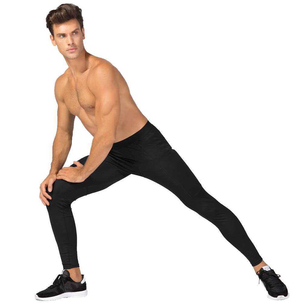 WRAGCFM Compression Pants Mens Leggings, Tights for Men Workout Athletic Running Sports Gym Basketball Leggings Yoga Pants Quick Dry Black