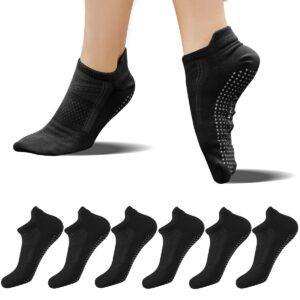 fundency non slip yoga socks for women 6 pairs, anti-skid socks for pilates bikram fitness socks with grips