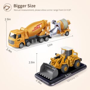 Geyiie Construction Vehicles Truck Toys, Engineering Truck Die Cast Alloy Truck Head, Tractor Trailer Excavator Dump Loader Cement Forklift Sandbox Gift for Toddlers Kids 3 4 5 6 Year Old Boy