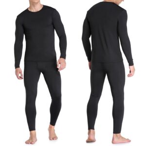 WEERTI Thermal Underwear for Men Long Johns Mens with Fleece Lined, Base Layer Men Cold Weather Top Bottom (Black 4XL)