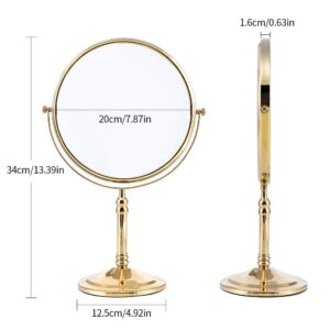 Gecious Gold Makeup Mirror 1X/10X Free Standing for Bathroom 8 Inches 360 Swivel Dual-Sided Tabletop Makeup Mirror, Metal