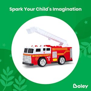 Boley City Vehicles - 3 Pack Toy Trucks and Helicopter - Fire Truck, Recycle Dump Truck, and Police Helicopter Car Set - Toy Cars for 3 Year Old Boys/Girls and Up