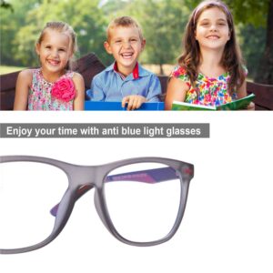 Madison Avenue Blue Light Bocking Glasses for Kids Flexible TR90 Frame Anti Blue Light Ray Anti Eyestrain UV Glare Computer TV Phone Gaming Study Glasses Boys Girls Age 5-8 (Transparent Grey)